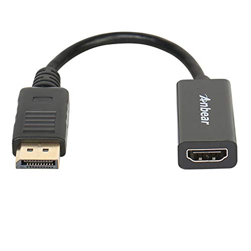 Anbear DisplayPort to HDMI Adapter, Display Port to HDMI Cable(Male to Female) for DisplayPort Enabled Desktops and Laptops Connect to HDMI Displays (1, Black)