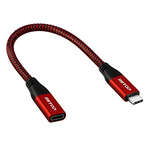 USB C Extension Cable Short, RIITOP USB-C Male to Female Extender Braided Cord for Nintendo Switch, MacBook Pro 7.8inch (Thunderbolt 3 Compatible)