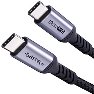 short usb c to usb c cable (1.5ft 2 packs), 3.1 gen 2 10gbps 100w 4k usb c video high speed data transfer fast charging cord compatibile with samsung galaxy t5 lacie ssd, macbook, display monitor