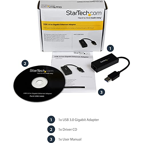 StarTech.com USB 3.0 to Gigabit Ethernet Adapter for Windows and Mac- 10/100/1000 NIC Network Converter - New Version Available USB31000S2 (USB31000S)