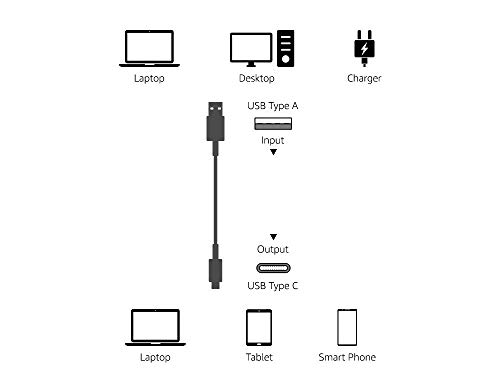 Amazon Basics Fast Charging 3A USB-C2.0 to USB-A Cable (USB-IF Certified) - 6-Foot, Black, Laptop