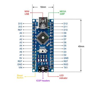 LAFVIN Nano V3.0, Nano Board ATmega328P 5V 16M Micro-Controller Board Compatible with Arduino IDE (Nano x 3 with USB Cable)