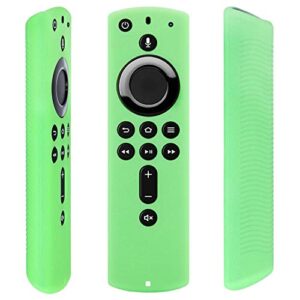 [2 Pack] Firestick Remote Cover Case (Glow in the Dark) Compatible with Fire TV Stick 4K Alexa Voice Remote Control (Green & Sky Blue)