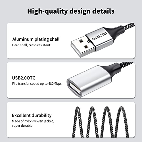 3 in 1 USB Splitter Cable, MOGOOD USB Power Splitter 1 Male to 3 Female USB 2.0 Adapter 1 to 3 USB Splitter USB Extension Cable USB multiport for Charging/Data Transfer/Laptop/Mac