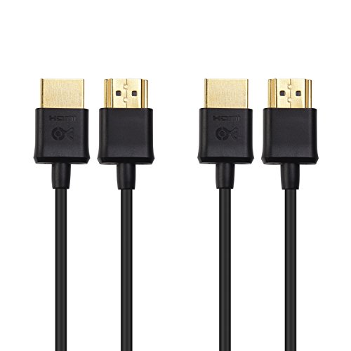 Cable Matters 2-Pack Ultra Thin HDMI Cable 6 ft (Ultra Slim HDMI Cable) 4K Rated with Ethernet