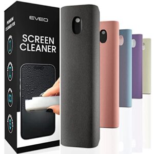 eveo screen cleaner spray -phone screen cleaner, iphone cleaner, computer screen cleaner tool, laptop screen cleaner, macbook/ipad screen cleaner, touchscreen mist cleaner built-in microfiber -grey