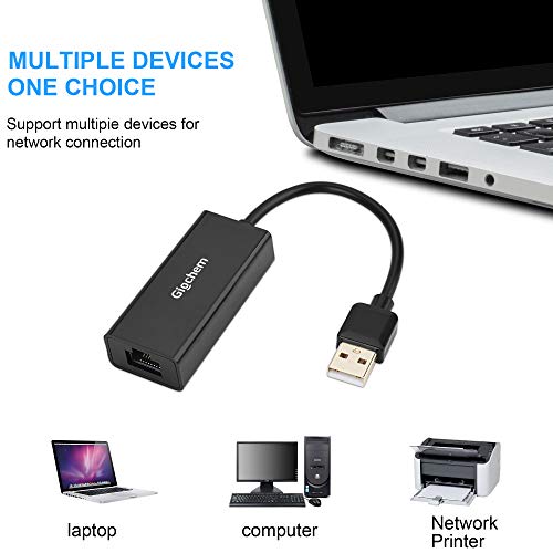 USB 2.0 to ethernet Adapter USB to RJ45 Adapter Supporting 10/100 Mbps Ethernet Network for Window/Mac OS, Surface Pro/Linux