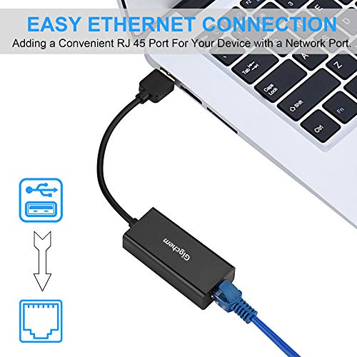 USB 2.0 to ethernet Adapter USB to RJ45 Adapter Supporting 10/100 Mbps Ethernet Network for Window/Mac OS, Surface Pro/Linux