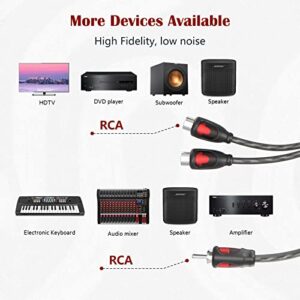 ROCKRIX 1ft RCA 1 Male to 2 Female Audio Speaker Y Adapter Splitter Cable (2 Pack)