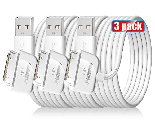 iPhone 4 Charger Cables (3 Pack 3.3 Ft) 30 Pin to USB Fast Charge & Sync Charging Cable Certified for Old Apple iPhone 4s / 4, 3G / 3GS, Old iPad 1/2/3, Old iPod Touch, Old iPod Nano