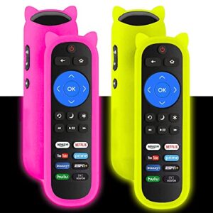 remote control for roku players and roku tvs(2 pack), for roku box, roku 1 2 3 4, roku express/+, roku premiere/+, roku ultra and tcl hisense onn element sharp philips roku tv with glow remote cover