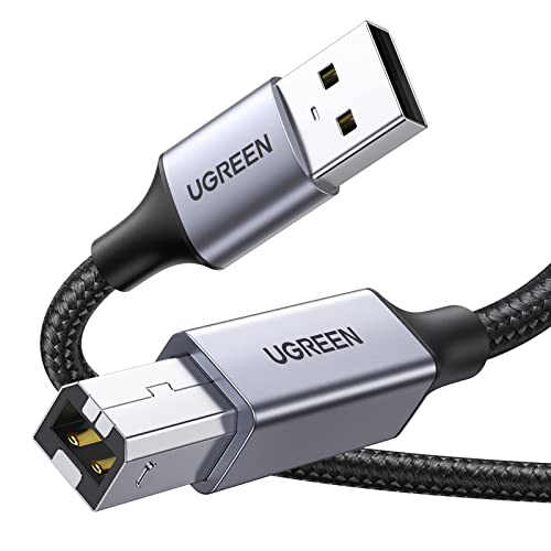 UGREEN Printer Cable, 6 FT USB A to B, Nylon Braided USB B Scanner Cord Compatible with Epson, Canon, HP, Brother, Dell, Samsung, Piano, DAC, Lexmark, Xerox, and More