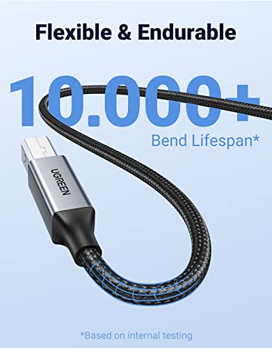 UGREEN Printer Cable, 6 FT USB A to B, Nylon Braided USB B Scanner Cord Compatible with Epson, Canon, HP, Brother, Dell, Samsung, Piano, DAC, Lexmark, Xerox, and More