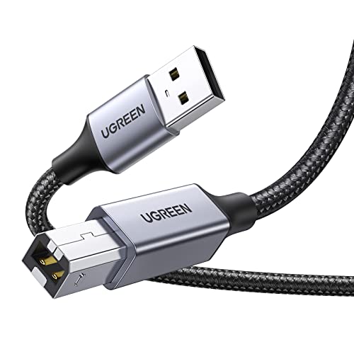 UGREEN Printer Cable, 6 FT USB A to B, Nylon Braided USB B Scanner Cord Compatible with Epson, Canon, HP, Brother, Dell, Samsung, Piano, DAC, Lexmark, Xerox, and More