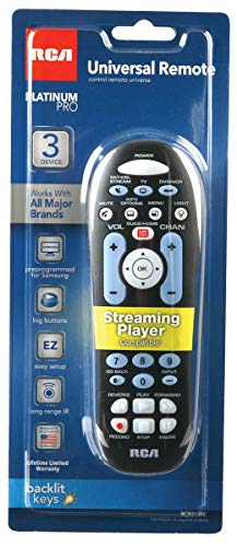 RCA RCR313BE Big Button Three-Device Universal Remote, Black