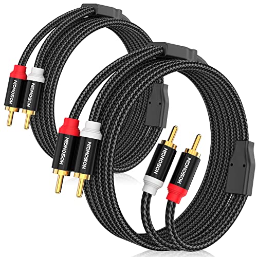 HOSONGIN RCA Cables 3.3ft 2 Pack[Hi-Fi Sound, Nylon Braided, Shielded], 2-Male to 2-Male RCA Audio Stereo Subwoofer Cable Auxiliary Cord for Home Theater, HDTV, Amplifiers, Hi-Fi Systems, Speakers