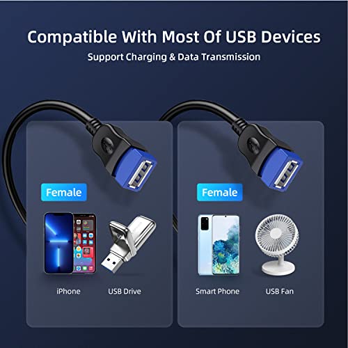 ANDTOBO USB Splitter, USB 2.0 Y Splitter Charger Cable 1 Male to 2 Female Power Cord Extension Hub Adapter for Car/Laptop/LED Etc,Navy