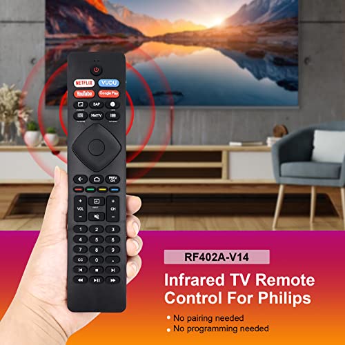 New RF402A-V14 IR Replacement Remote Control for Philips Android TV 43PFL5604/F7 43PFL5704/F7 50PFL5604/F7 50PFL5704/F7 55PFL5604/F7 55PFL5704/F7 65PFL5604/F7 65PFL5704/F7 75PFL5704/F7(No Voice)