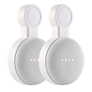 outlet wall mount holder for google nest mini and google home mini, a space-saving accessories with cord management for google mini smart speaker, no messy wires or screws (2 pack)