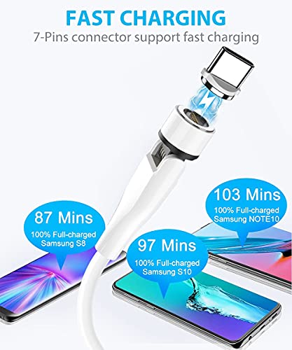 Terasako Magnetic Fast Charging Cable 4-Pack [3ft/3ft/6ft/6ft], 3A Phone Charger Cable with Data Transfer and LED Light, 360°& 180° Rotating Cords Compatible with Micro USB, USB C and iProduct