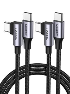 ugreen 60w usb c to usb c cable 2-pack right angle usb c charging cable compatible with samsung galaxy s23/s22/z fold 4, pixel 7, fire 7, macbook pro/air, ipad pro/mini 6/air 5 etc. 6.6ft