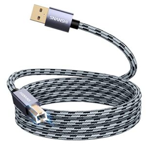 snanshi printer cable 25 ft usb printer cable usb a to usb b cable printer usb cable compatible with hp, canon, dell, epson, lexmark, xerox printer and more