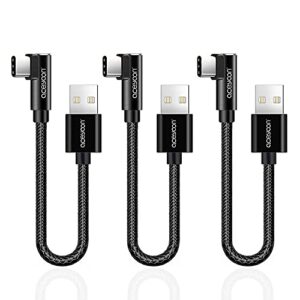 aceyoon [3 pack] 90 degree usb c cable 0.6ft short right angle type c charger braided usbc to usb a 20cm l shape charging and data sync cord compatible for s10 s9 s8, p40 p30 p20, mate 30/20, pixel