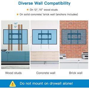 Pipishell Tilt TV Wall Mount Bracket for Most 26-55 Inch LED LCD OLED Flat Curved Screen TVs up to 99lbs Max VESA 400x400mm, Low Profile and 8 Degrees Tilting TV Mount Fits 16 inch Wood Stud spacing