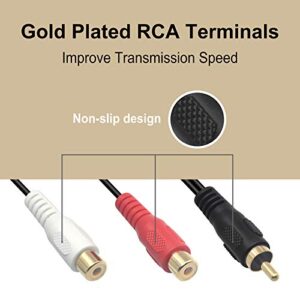 VCELINK RCA Y Splitter (8 Inch), 1 Male to 2 Female Stereo Audio Cable, Gold Plated Dual RCA Female Adapter for Subwoofer, Car Radio, Amplifier, TV, Digital Audio, 2 Pack