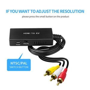 CIKIAER HDMI to RCA, HDMI to AV Converter, HDMI to Older TV Video Audio Converter Adapter for Apple TV, Roku, Fire Stick, Xiaomi Mi Box ect -Black