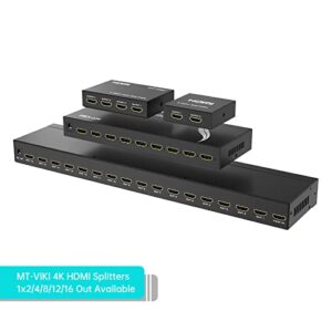 4K HDMI Splitter 1 in 2 Out, MT-VIKI 1x2 Powered HDMI Splitter for Dual Monitors w/Power Adapter, 4K@30Hz Dual Monitors Duplicate/Mirror for PS4 Fire Stick HDTV