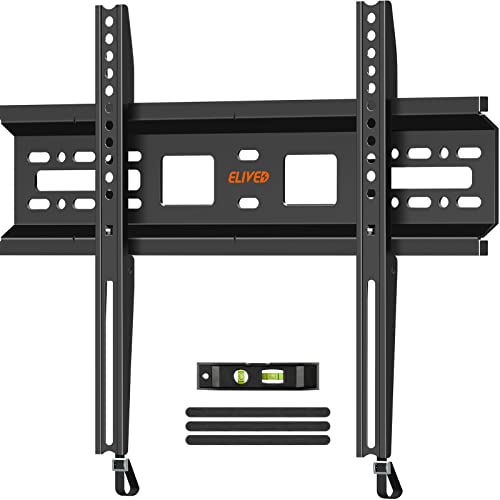 ELIVED Fixed TV Wall Mount Bracket, Low Profile TV Mount for Most 26-55 Inch LED, LCD and Plasma Flat Screen TVs, Ultra Slim TV Bracket, Max VESA 400x400mm, 99 lbs. Fits 12"-16" Wood Studs. YD3006