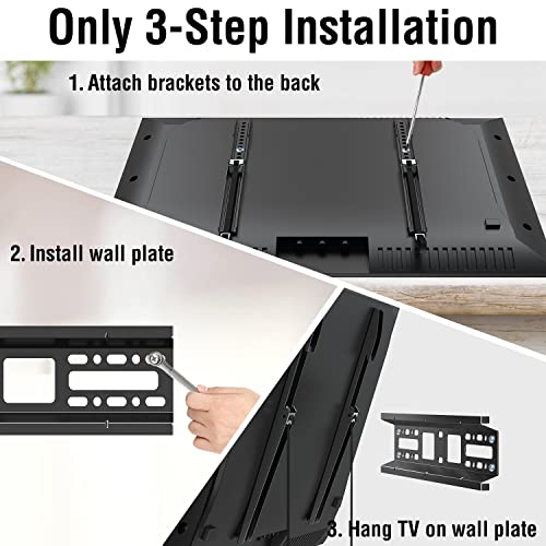 ELIVED Fixed TV Wall Mount Bracket, Low Profile TV Mount for Most 26-55 Inch LED, LCD and Plasma Flat Screen TVs, Ultra Slim TV Bracket, Max VESA 400x400mm, 99 lbs. Fits 12"-16" Wood Studs. YD3006