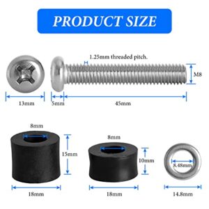 Wall Mounting Screws Bolts for Samsung TV - M8 x 45mm with 25mm Long Spacers, Solid Screw Bolts Hardware for Mounting Samsung TV, TV Mounting Bolts Work with Samsung 50" 55" 60" 65" 70" 75" 82" TV