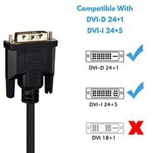 DVI to VGA Cable, DVI-D 24+1 to VGA 6 Feet Cable Male to Male Gold-Plated Cord for Computer, PC Host, Laptop, Graphics Card to HDTV, LG HP Dell Monitor, Display Screen and Projector