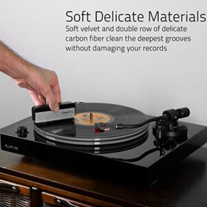 Fluance Vinyl Record & Stylus Cleaning Kit with 2-in-1 Anti-Static Carbon Fiber & Soft Velvet LP Brush and Stylus Brush (VB52)