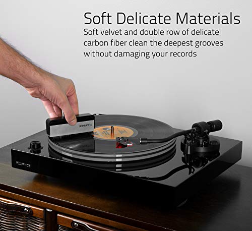 Fluance Vinyl Record & Stylus Cleaning Kit with 2-in-1 Anti-Static Carbon Fiber & Soft Velvet LP Brush and Stylus Brush (VB52)