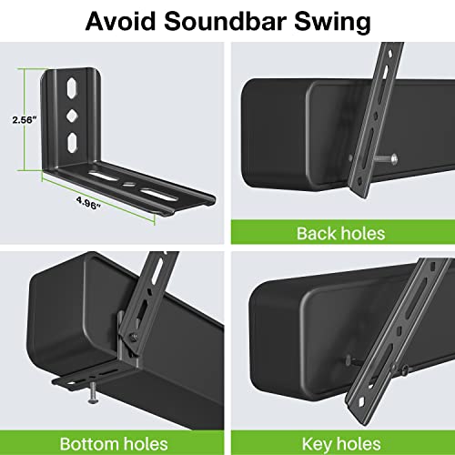 USX MOUNT Sound Bar Mount Under TV, Adjustable Angle Soundbar Mount, Universal Sound Bar Shelf Mount up to 22 Lbs, Soundbar TV Mount with L-Shaped Hooks for Bottom Hole