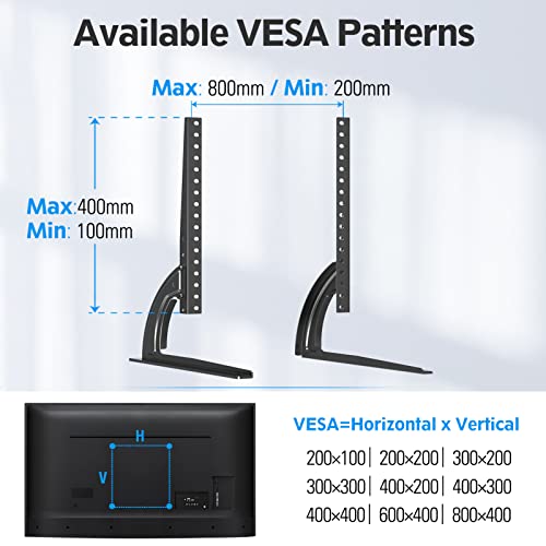 MOUNTUP Universal Table Top TV Stand for Most 27-55 Inch LCD LED Flat Screen TVs, Replacement Table Top TV Base with 3-Level Height Adjustment, TV Leg Max VESA 800x400mm, Holds up to 88lbs MU1009