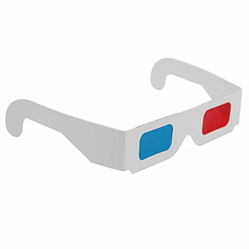 50 Pairs - Flat- 3D Glasses Red and Cyan White Frame Anaglyph Cardboard (Set of 50)