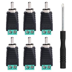 alekor phono rca male plug to av screw terminal audio video connector speaker wire to rca adapter (pack of 6)