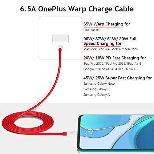 OnePlus 8T 9 Pro 10T Charging Cable Warp Charge 65W, COOYA USB C to USB C Cable for MacBook Air MacBook Pro 2020,6FT 2-Pack Super Fast Charging Cord for Samsung Galaxy S23 Ultra S22 S20 FE S21 Note 20