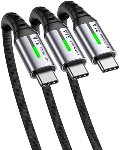 INIU USB C Cable, [3 Pack 1.6/6.6/6.6ft ] 3.1A QC3.0 Type C Charger Fast Charging, Durable Nylon USBC Charger Cables for Samsung Galaxy S22 S21 S20 S10 Plus Note 10 LG Google Pixel OnePlus Moto, etc