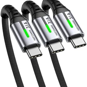 INIU USB C Cable, [3 Pack 1.6/6.6/6.6ft ] 3.1A QC3.0 Type C Charger Fast Charging, Durable Nylon USBC Charger Cables for Samsung Galaxy S22 S21 S20 S10 Plus Note 10 LG Google Pixel OnePlus Moto, etc