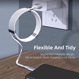 Kuazuagill Magnetic Phone Charging Cable, Coil Charging Cable, Magnetic Absorption Nano Data Cord, Retractable and Charger Cable(White-3FT)