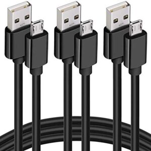 Micro USB Cable,Universal 3Pack 6ft Long Android Charger Cable, High Speed Sync Charger Cord and Micro USB Data Cord Wire for Samsung Galaxy S7 Edge, S7, S6 Edge,S6,Black