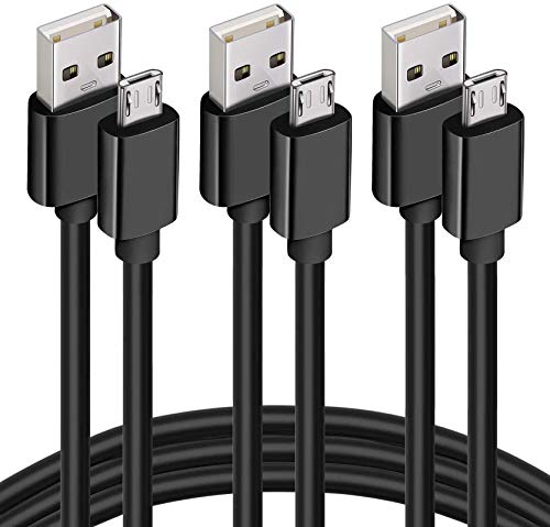 Micro USB Cable,Universal 3Pack 6ft Long Android Charger Cable, High Speed Sync Charger Cord and Micro USB Data Cord Wire for Samsung Galaxy S7 Edge, S7, S6 Edge,S6,Black