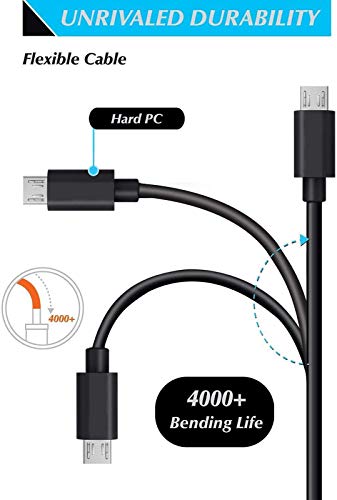 Micro USB Cable,Universal 3Pack 6ft Long Android Charger Cable, High Speed Sync Charger Cord and Micro USB Data Cord Wire for Samsung Galaxy S7 Edge, S7, S6 Edge,S6,Black