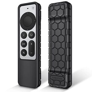 fintie protective case for apple tv siri remote 2021 2022 – honey comb lightweight anti slip shockproof silicone cover for apple tv 4k / hd siri remote controller (2nd gen / 3rd gen), black