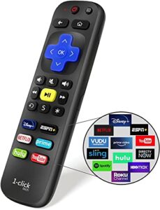 1-clicktech remote for roku tvs and roku players express premiere ultra [2-in-1 w/tv power+volume] [not for roku stick]